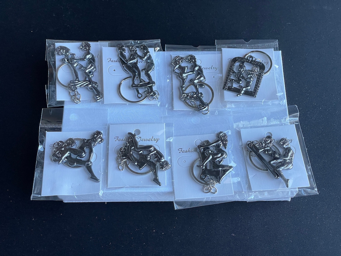Risque Man And Woman Moveable Sex Position Keychain Key Ring 8pcs Set Etsy