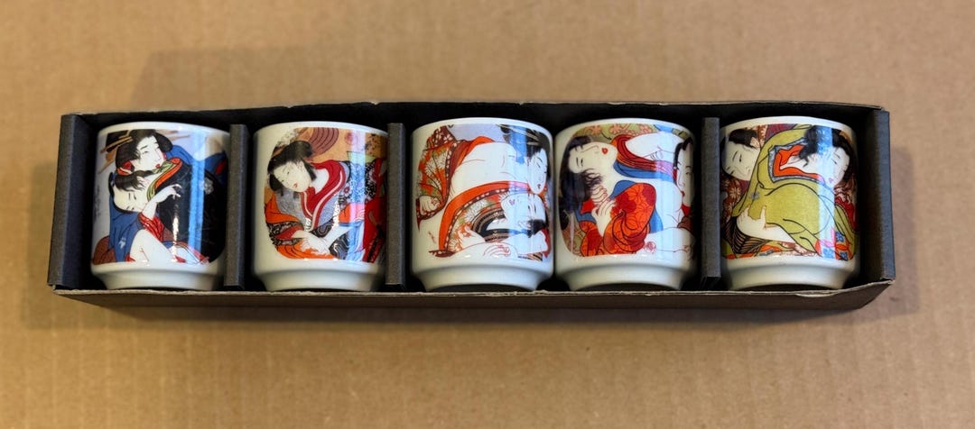 5-piece Set of Japanese Shunga Sake Cups - Etsy
