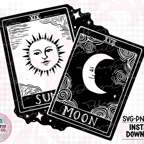 Tarot Card SVG Sun Moon Tarot Card | Etsy
