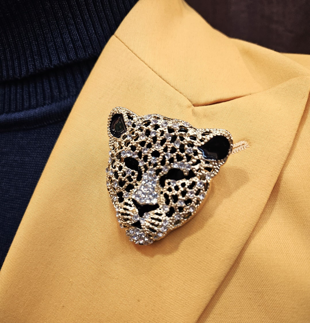 Gold Leopard Luxury Brooch Lapel Pin - Etsy