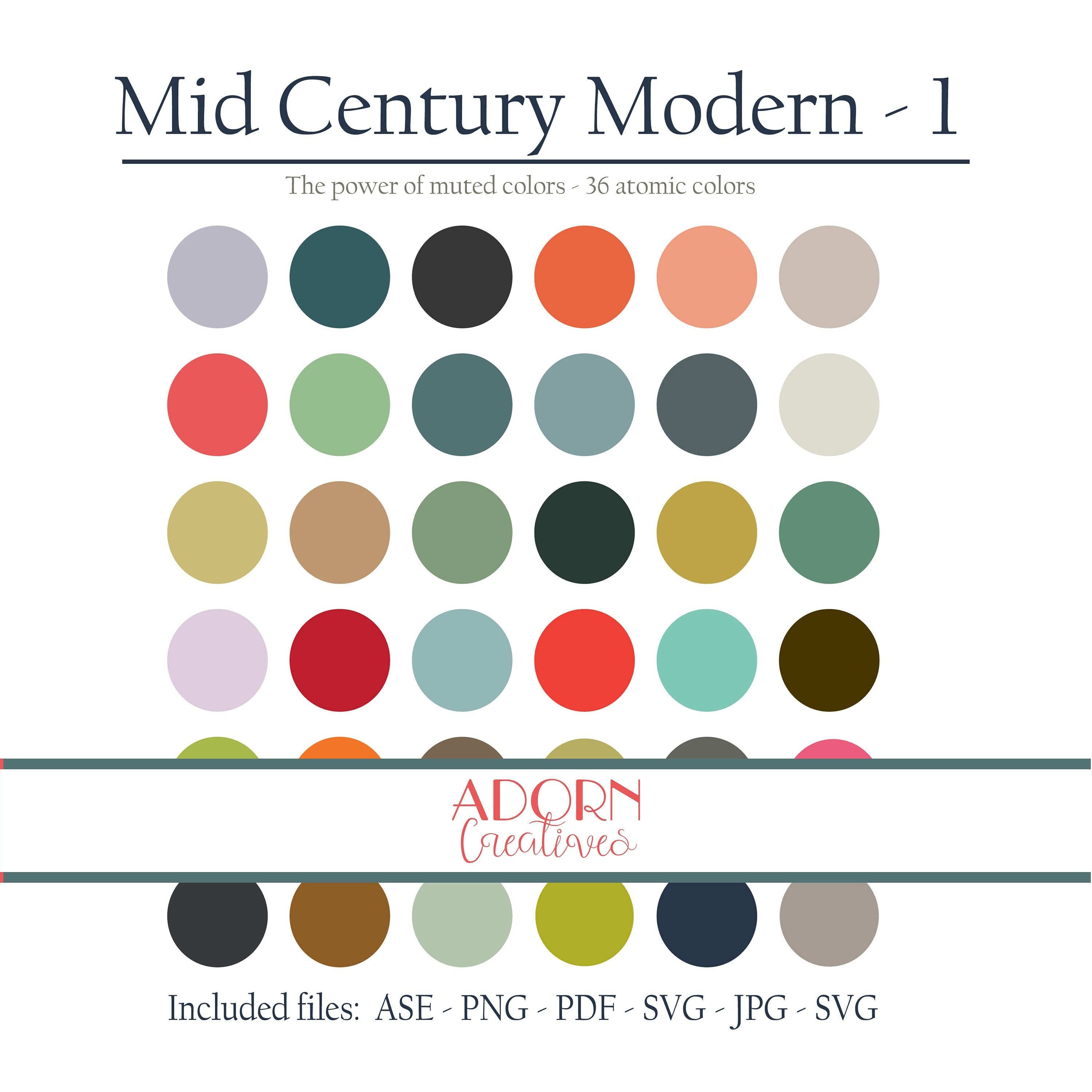 36 Mid Century Modern Colors for Branding Design, Weddings, Design ...