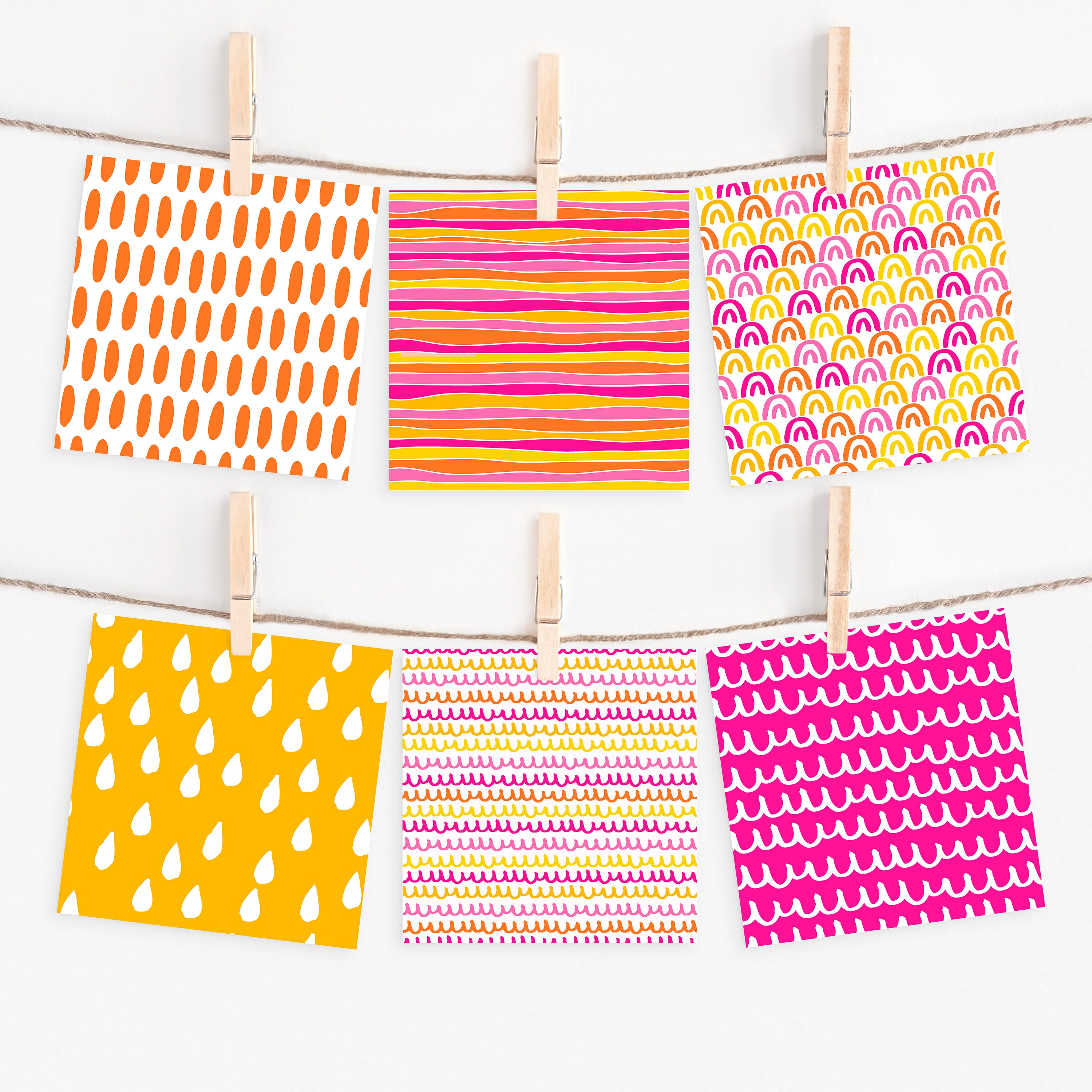 Doodle Digital Paper Set Scrapbook Paper Pack Bright & - Etsy