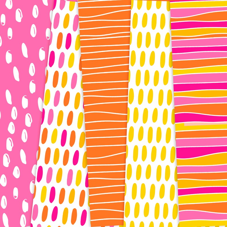 Doodle Digital Paper Set Scrapbook Paper Pack Bright & - Etsy