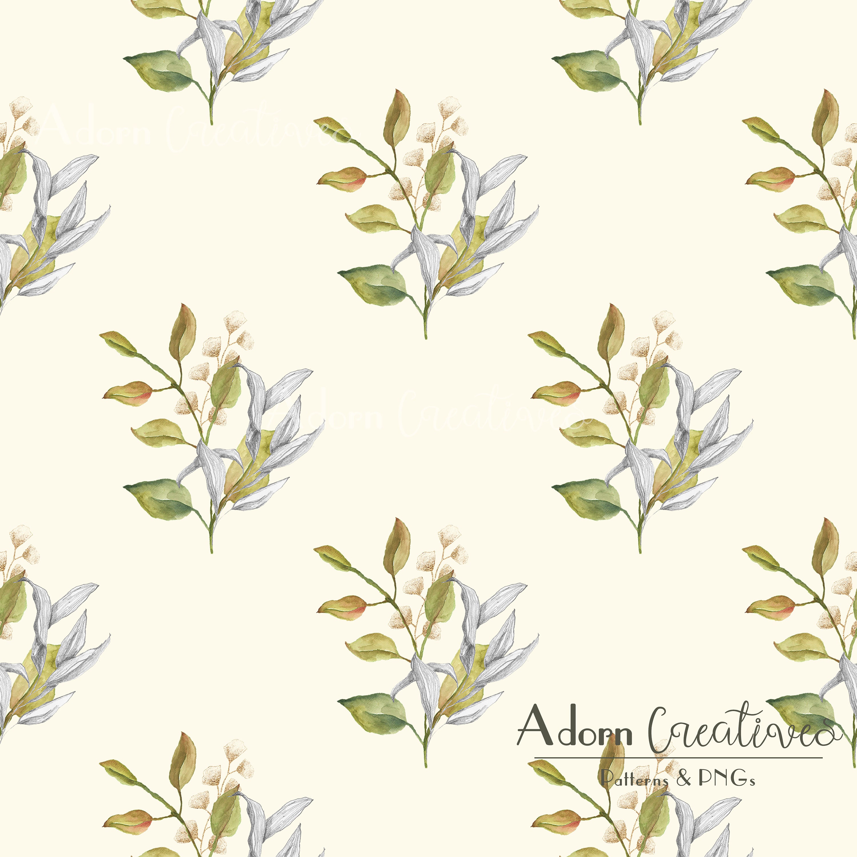 Sage Green Floral Pattern, Farmhouse Seamless Repeat Pattern for ...