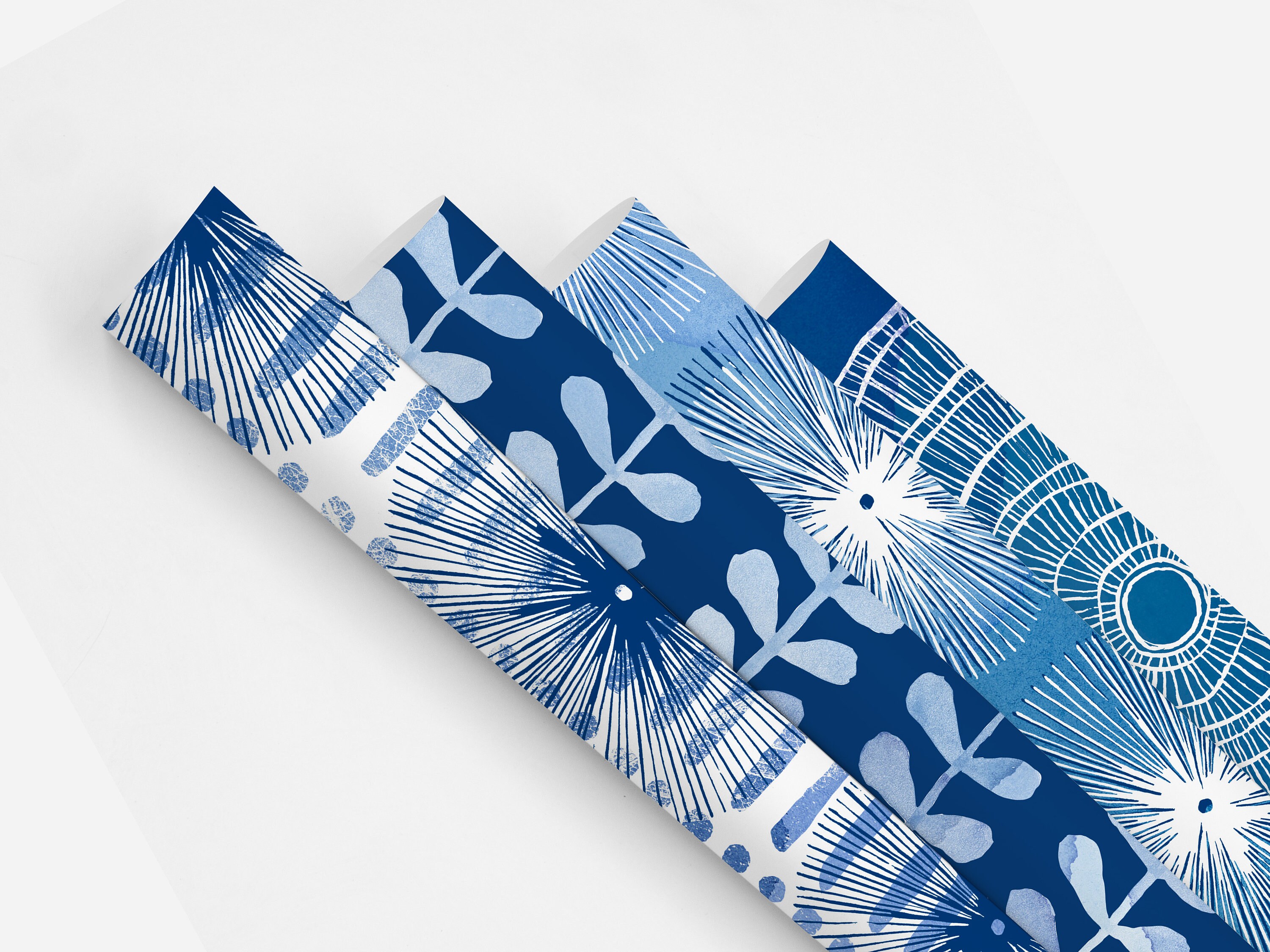 Indigo Blue Watercolor Paper Set Digital Scrapbook Paper | Etsy