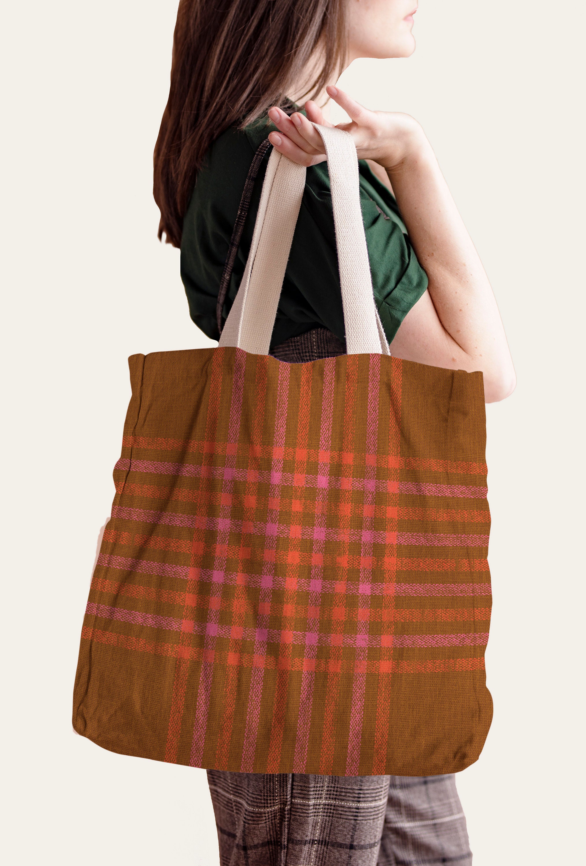 Preppy Aesthetic Plaid Pattern, Pink and Brown Seamless Pattern Bundle ...