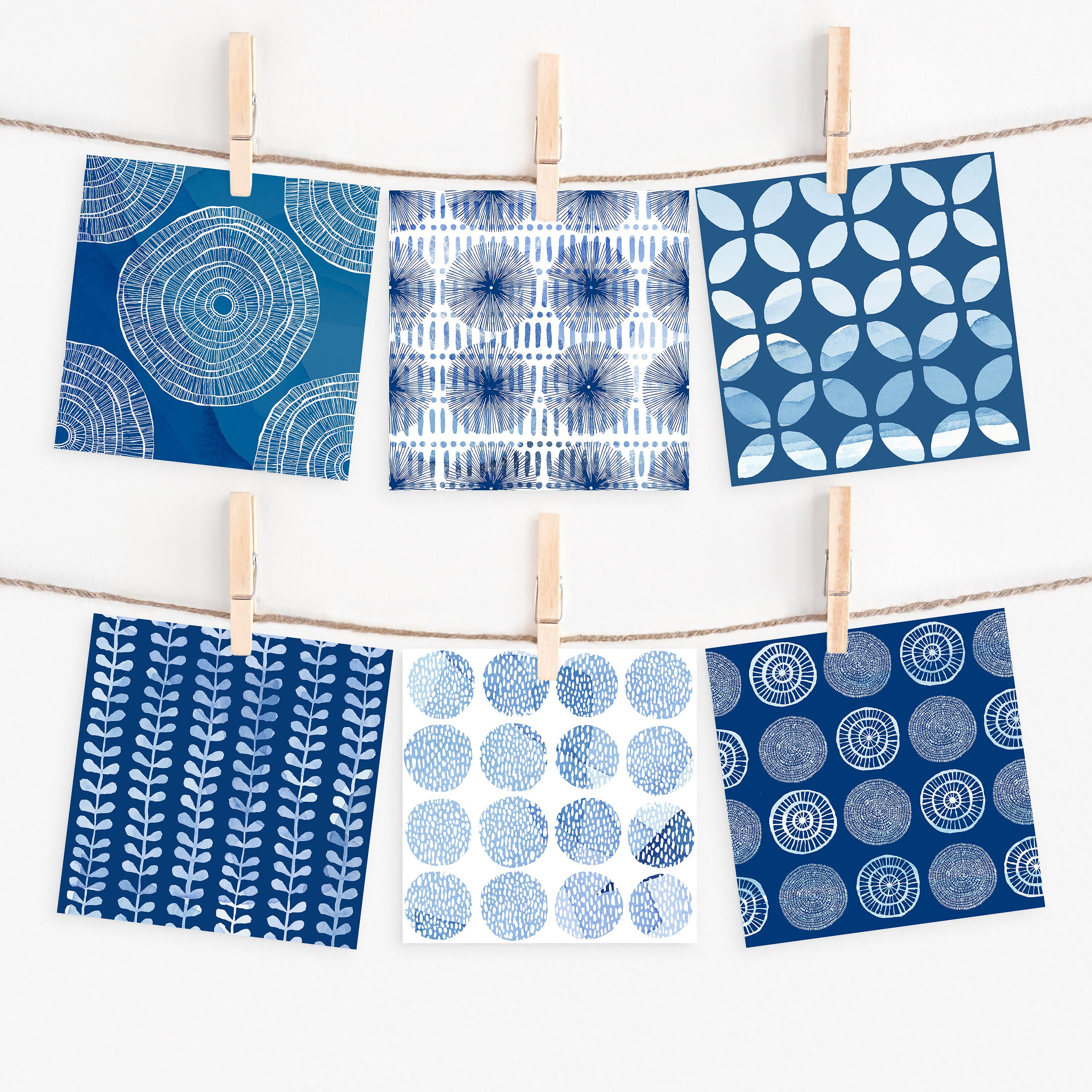 Indigo Blue Watercolor Paper Set Digital Scrapbook Paper | Etsy