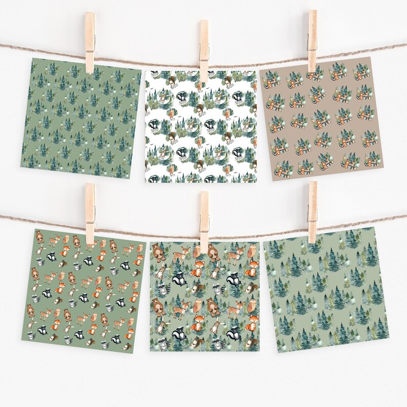 Woodland Animals Digital Paper Set Seamless Scrapbook Paper - Etsy