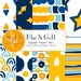 Doodle Digital Paper Set Scrapbook Paper Pack Blue and Gold Crafts ...