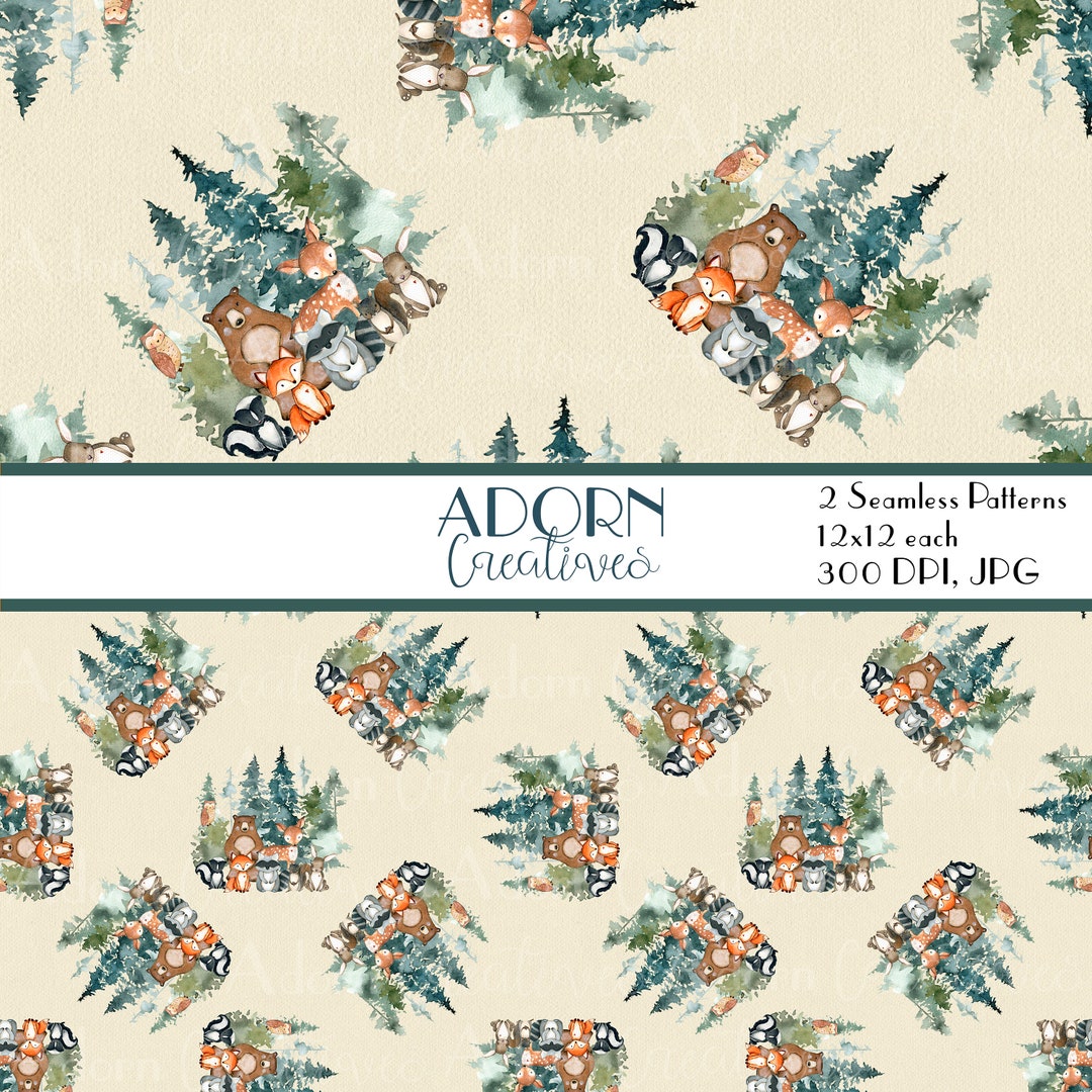 Woodland Animals Digital Papers - Seamless Repeat Pattern File - Forest ...