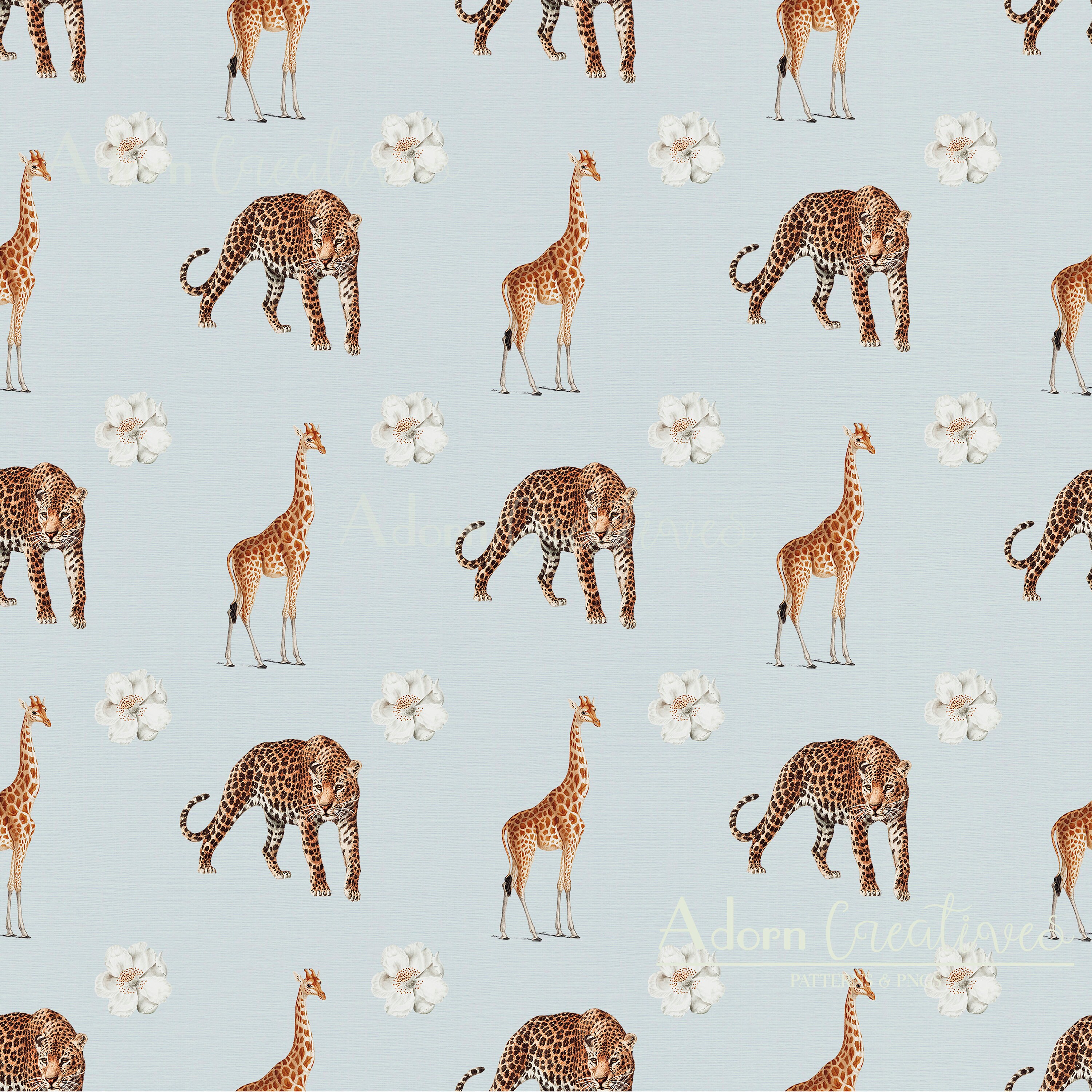 Safari Digital Paper, Jungle Animal Seamless Pattern Pack, Wild Animal ...