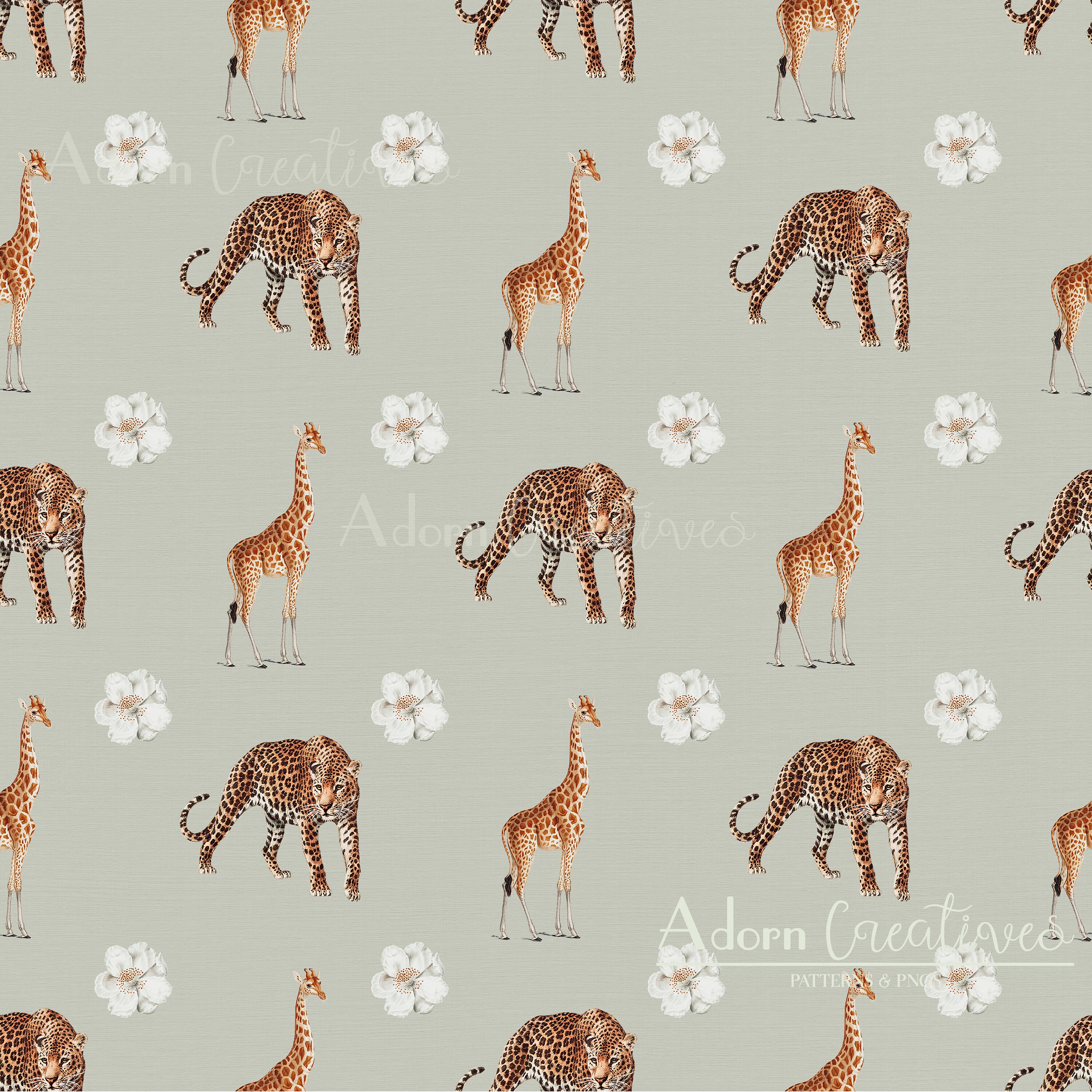 Safari Digital Paper Jungle Animal Seamless Pattern Pack - Etsy
