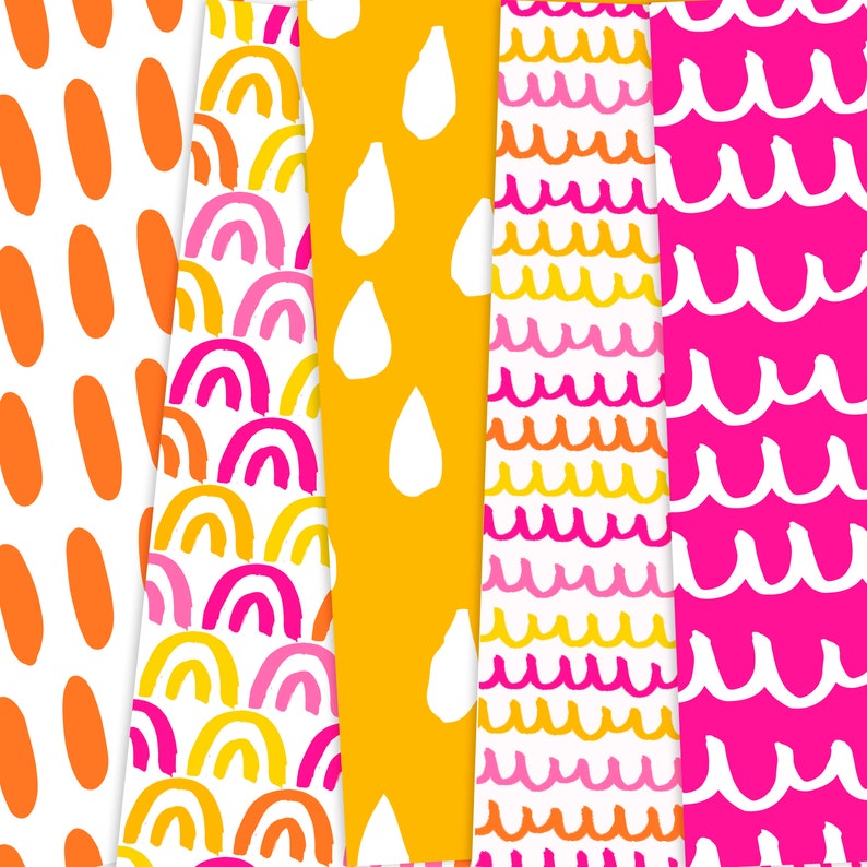 Doodle Digital Paper Set Scrapbook Paper Pack Bright & - Etsy