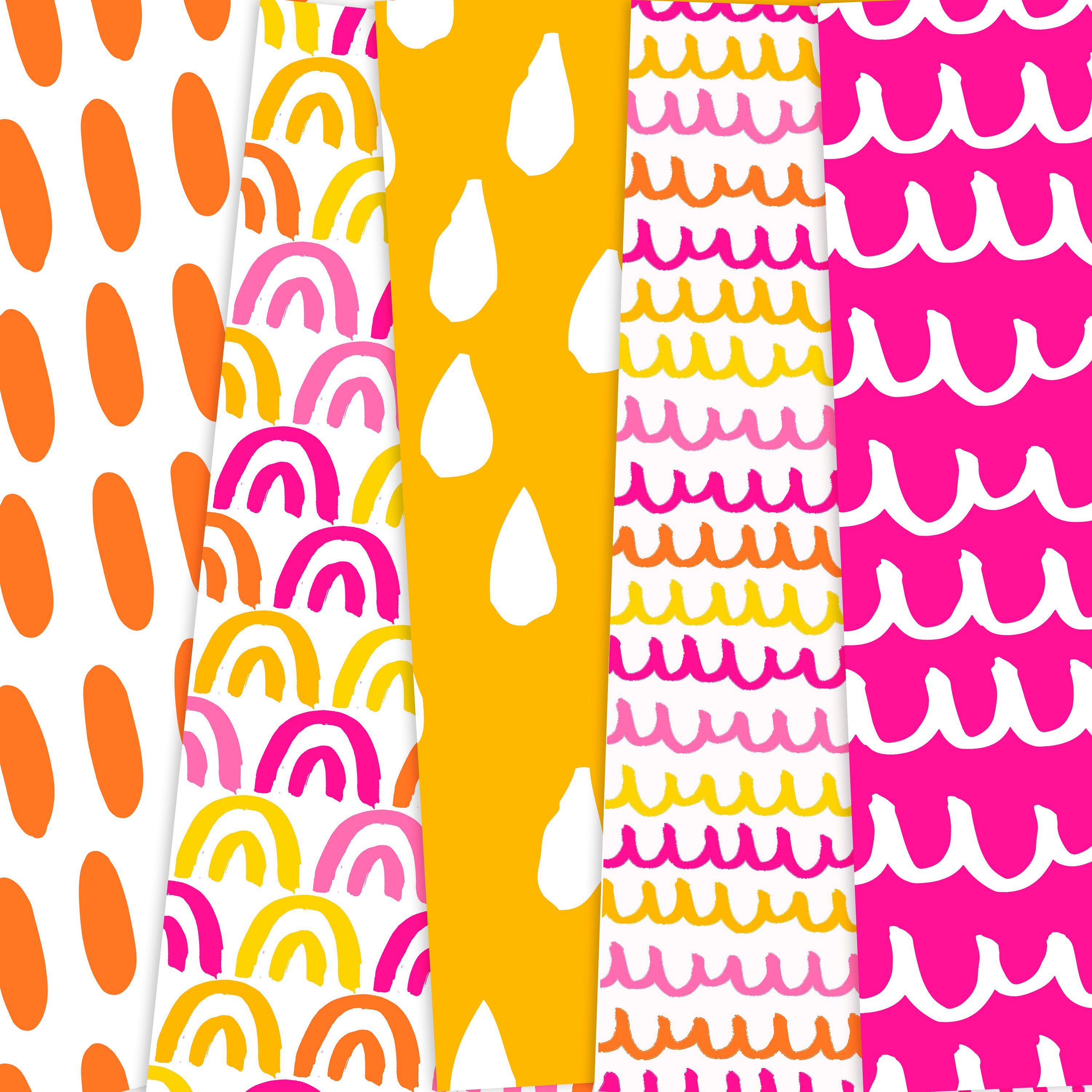 Doodle Digital Paper Set Scrapbook Paper Pack Bright & - Etsy