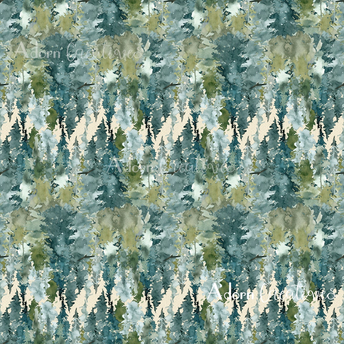 Watercolor Forest Seamless Repeat Pattern Files - Deep Woods Digital ...