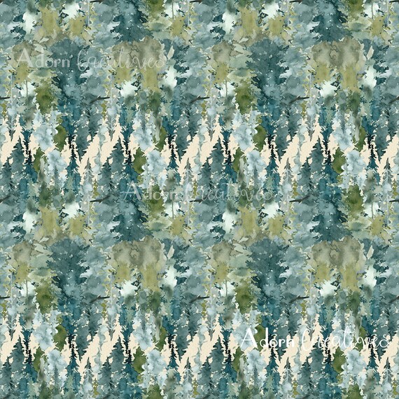 Watercolor Forest Seamless Repeat Pattern File Deep Woods - Etsy