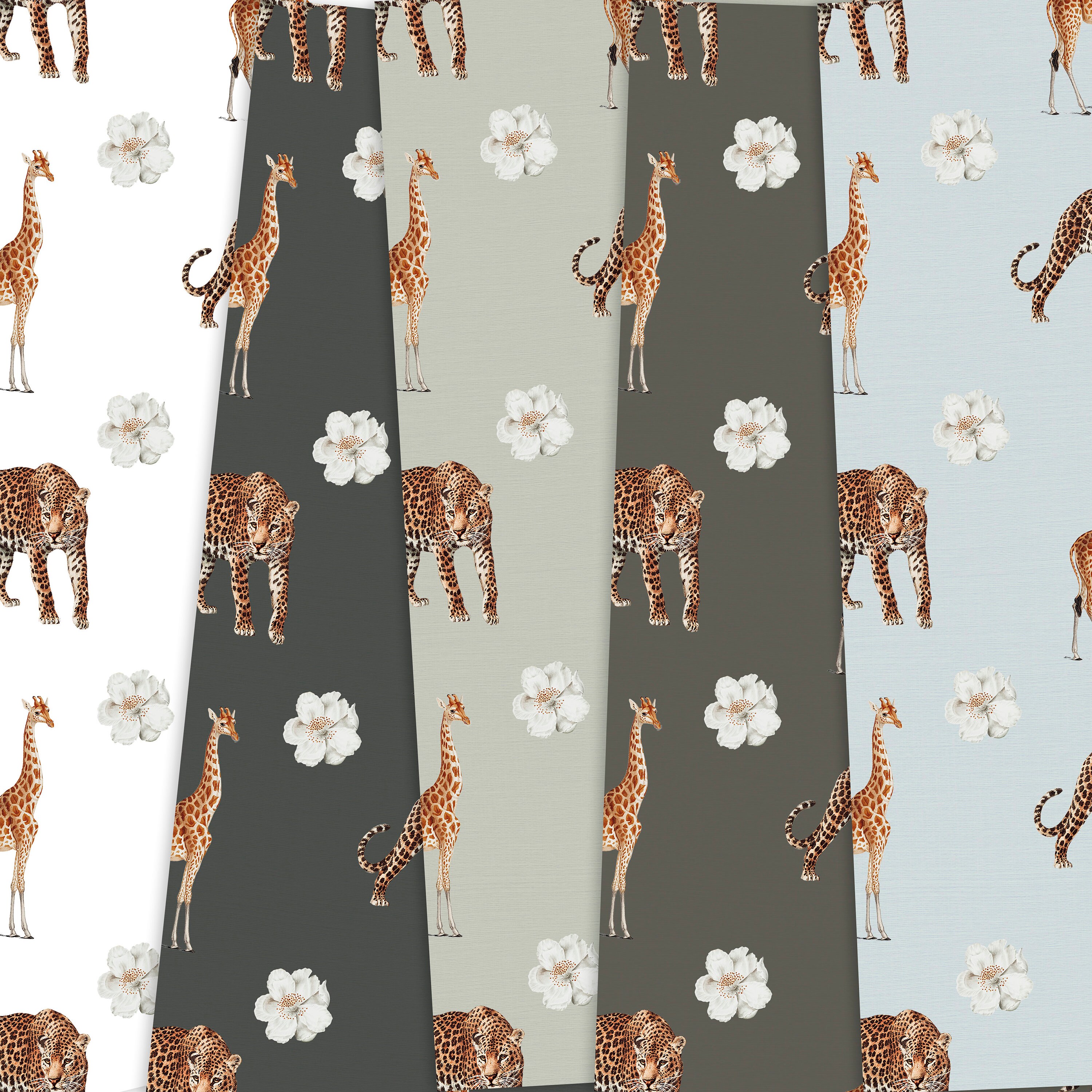 Safari Digital Paper Jungle Animal Seamless Pattern Pack - Etsy