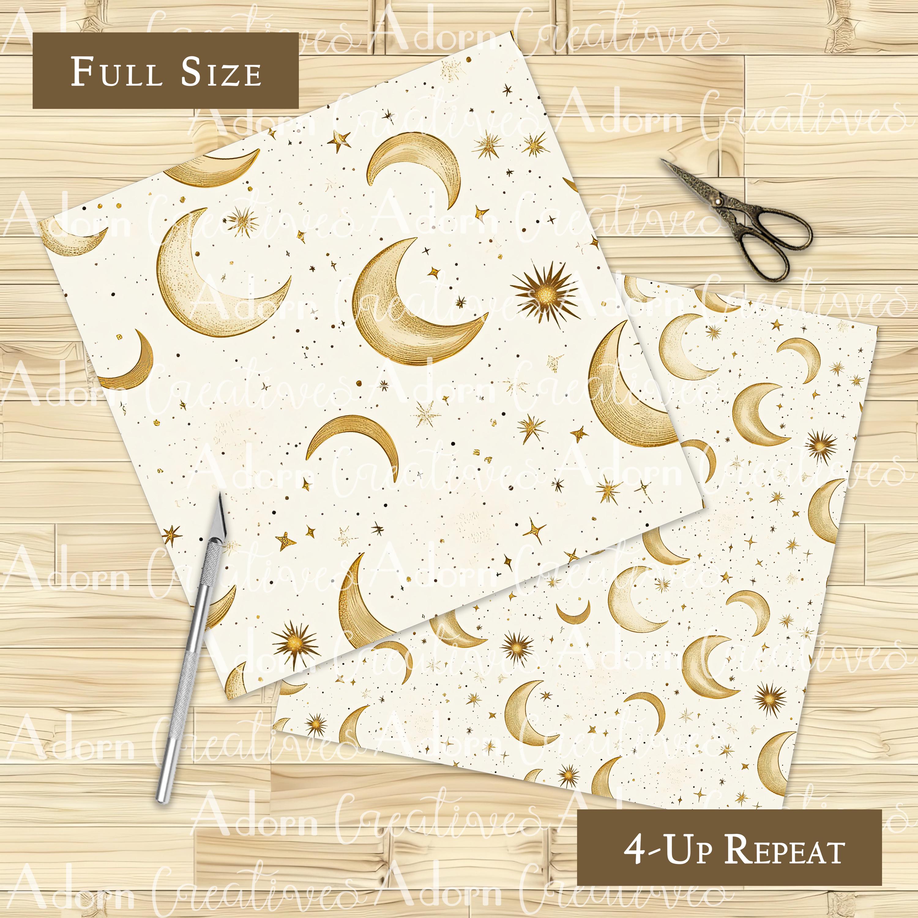Moon and Stars Digital Paper Set - Celestial Bodies Seamless Patterns ...
