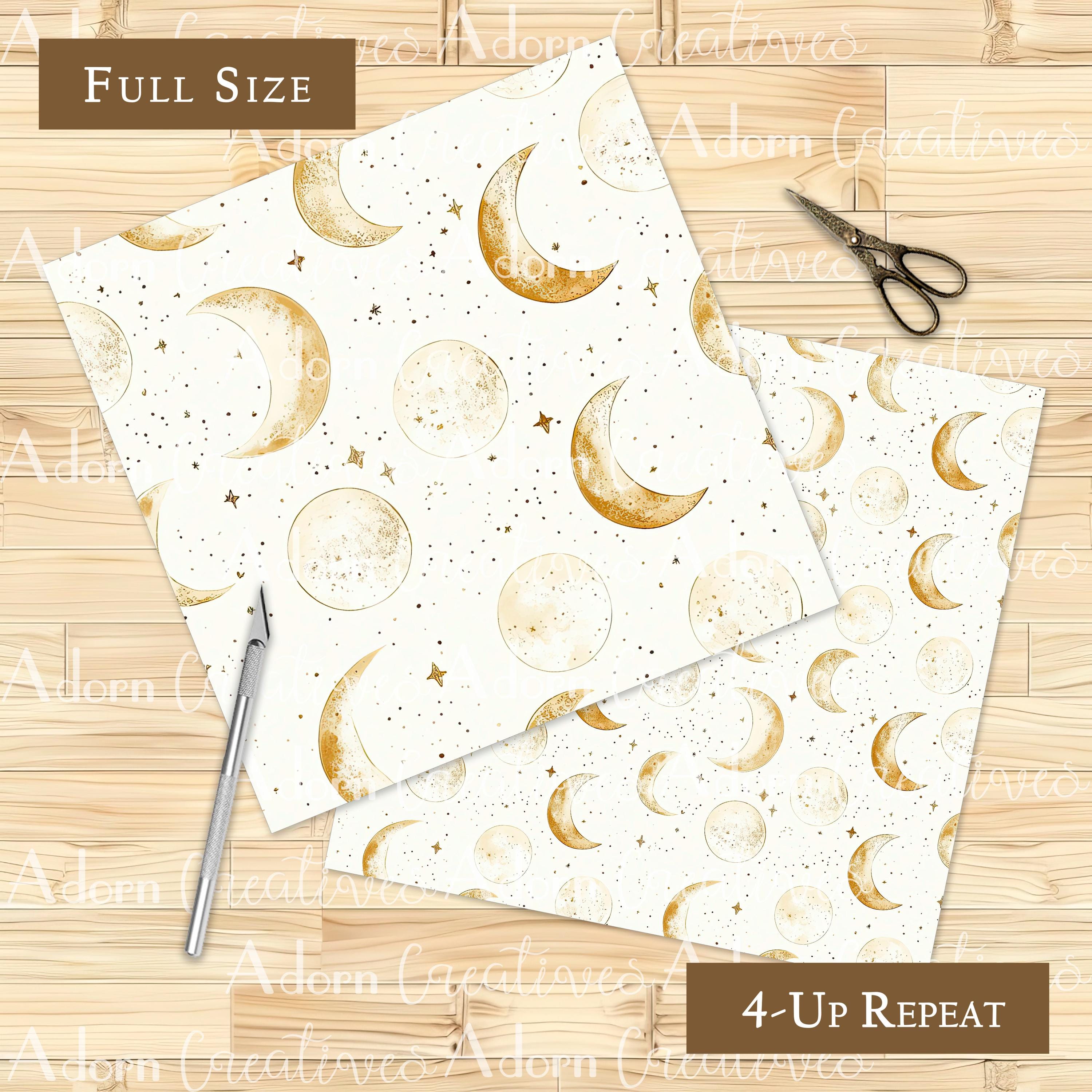 Moon and Stars Digital Paper Set - Celestial Bodies Seamless Patterns ...