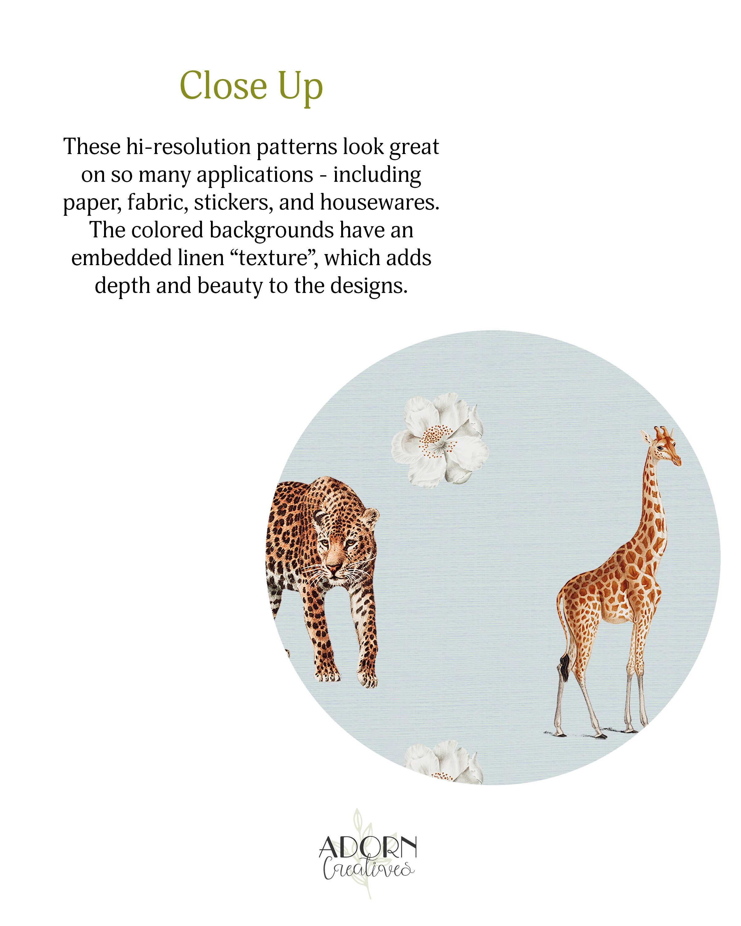 Safari Digital Paper Jungle Animal Seamless Pattern Pack - Etsy