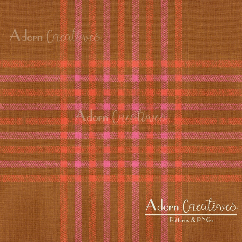 Preppy Aesthetic Plaid Pattern, Pink and Brown Seamless Pattern Bundle ...