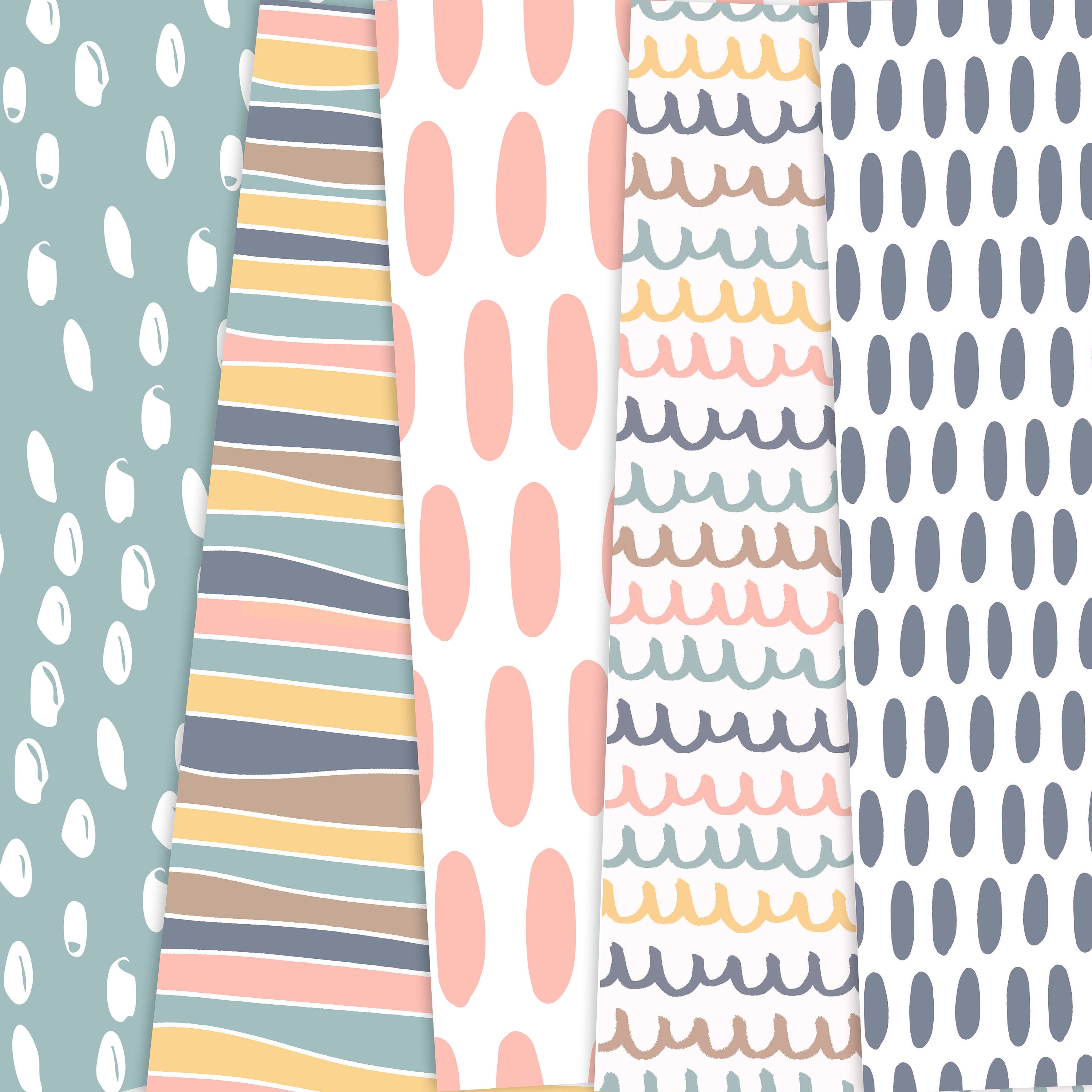 Doodle Digital Paper Set Scrapbook Paper Pack Boho Doodles - Etsy