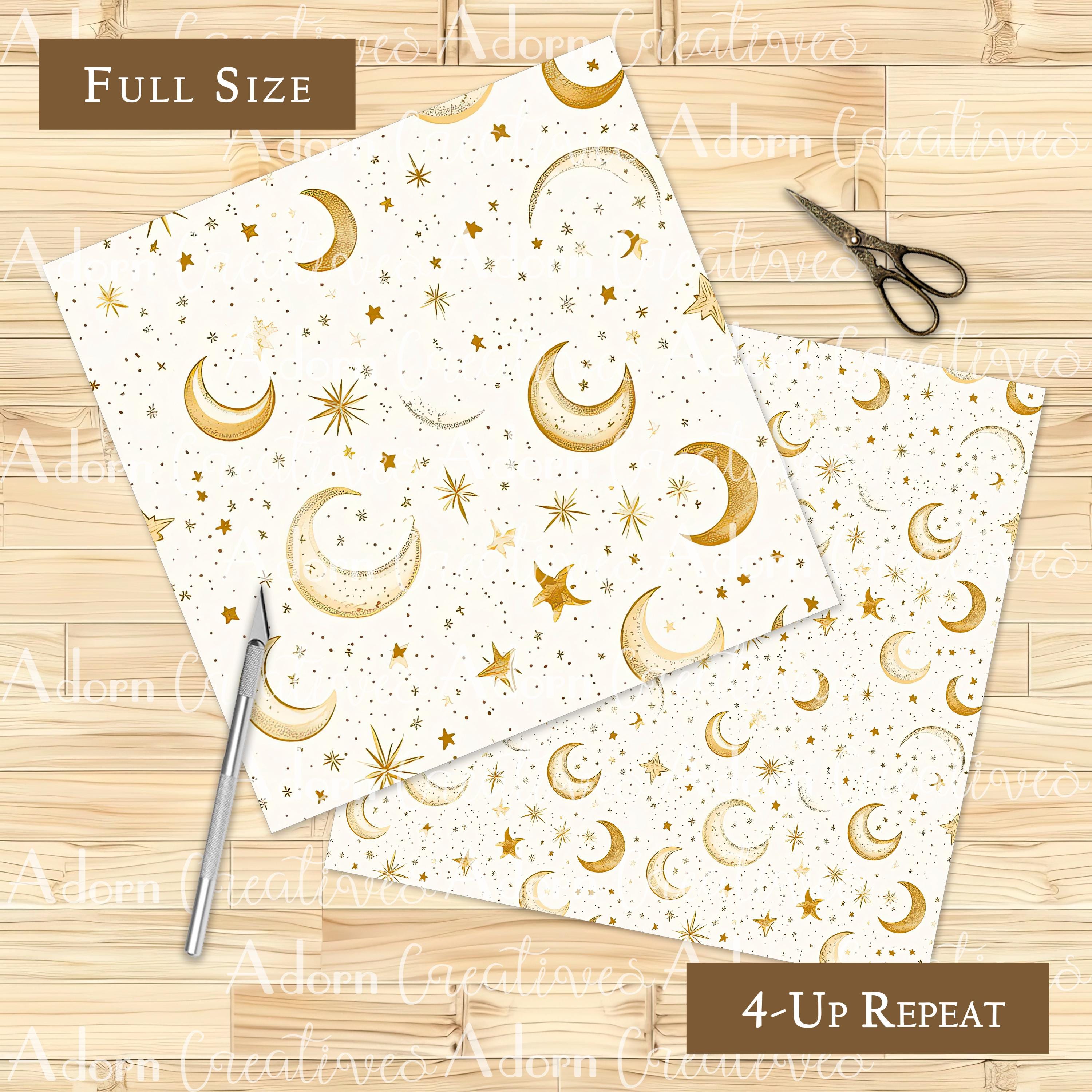 Moon and Stars Digital Paper Set - Celestial Bodies Seamless Patterns ...