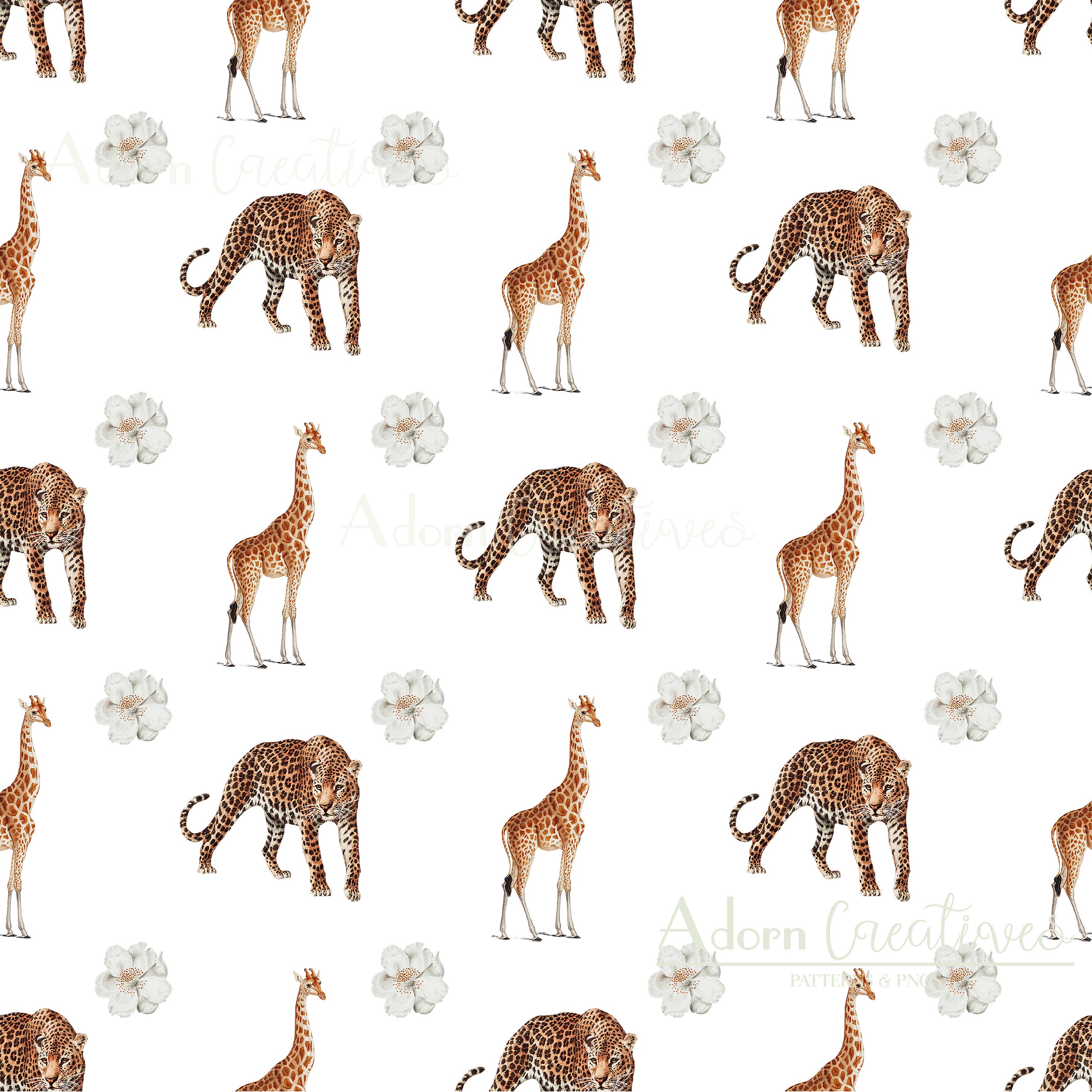 Safari Digital Paper Jungle Animal Seamless Pattern Pack - Etsy