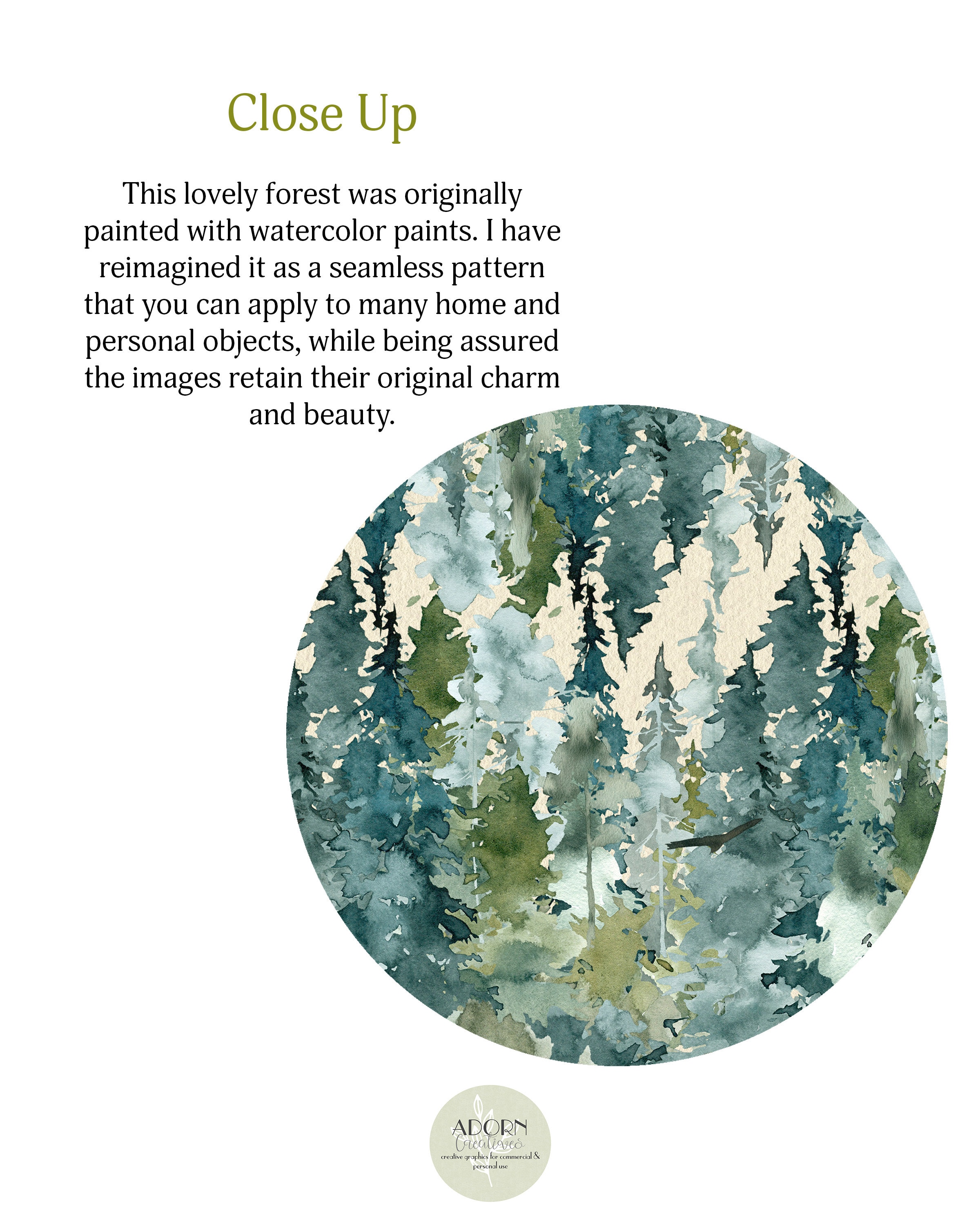 Watercolor Forest Seamless Repeat Pattern File Deep Woods - Etsy