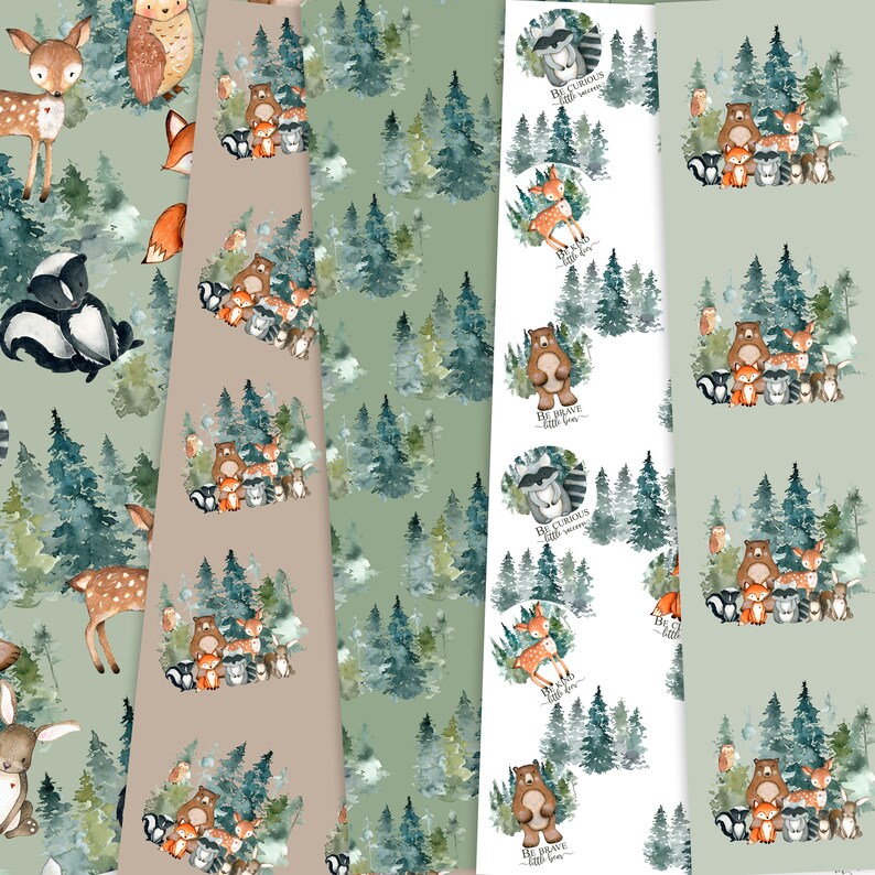 Woodland Animals Digital Paper Set Seamless Scrapbook Paper - Etsy