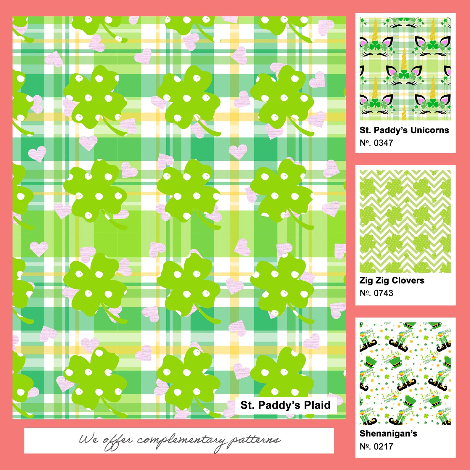 Green Plaid & Shamrock Repeat Pattern - Seamless St Patrick's Day ...