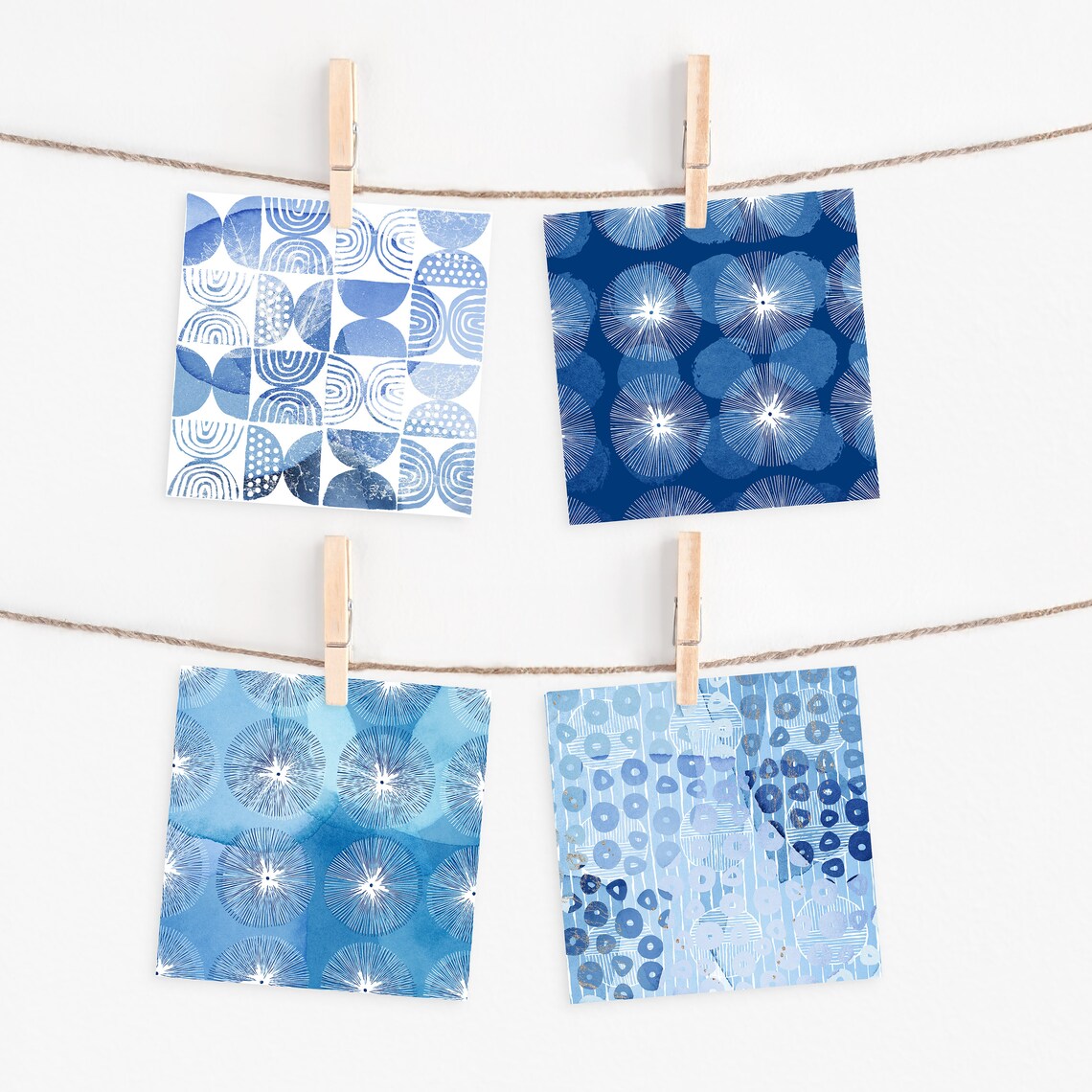 Indigo Blue Watercolor Paper Set Digital Scrapbook Paper | Etsy