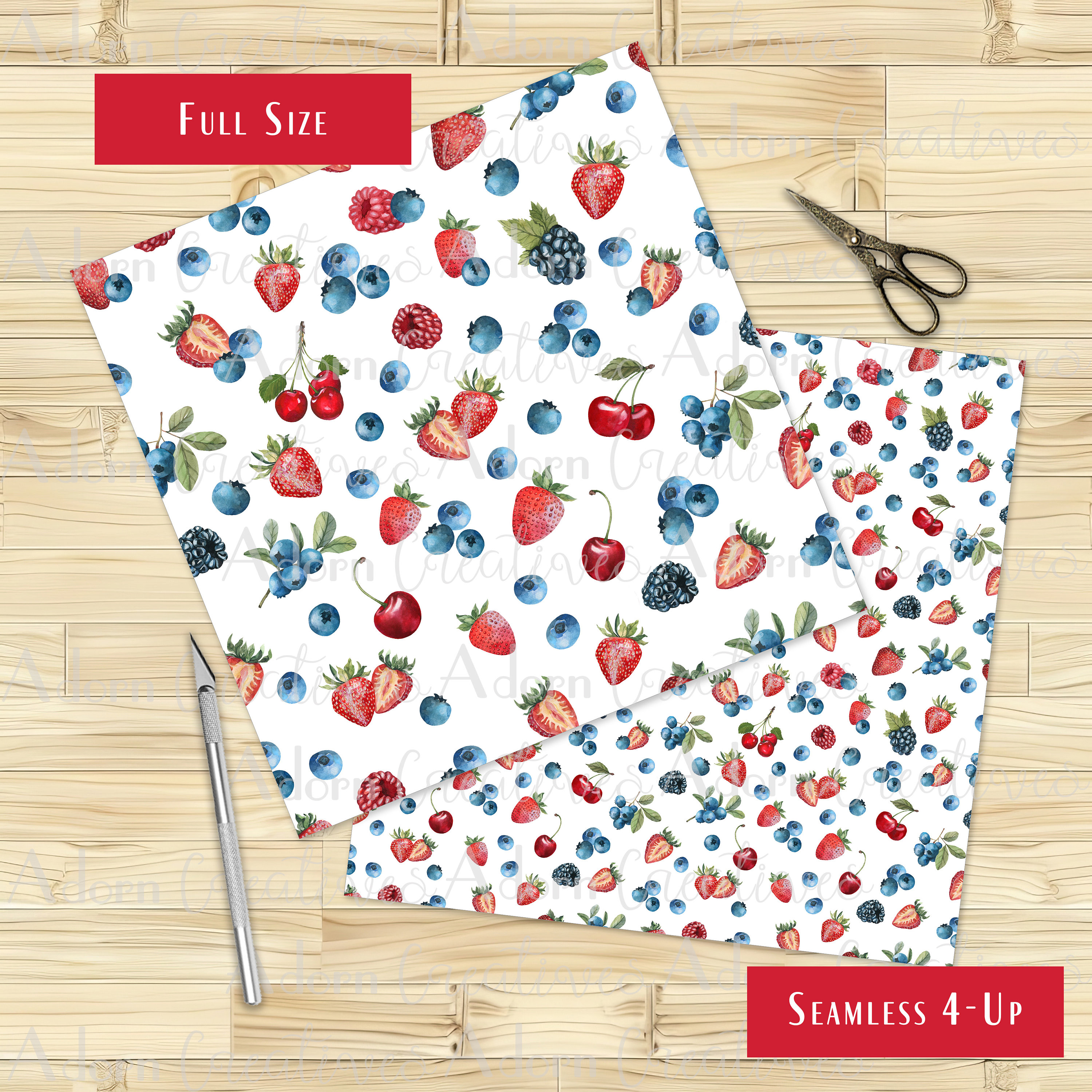 Summer Fruit Seamless Pattern, 4th of July Pattern, Red White and Blue ...