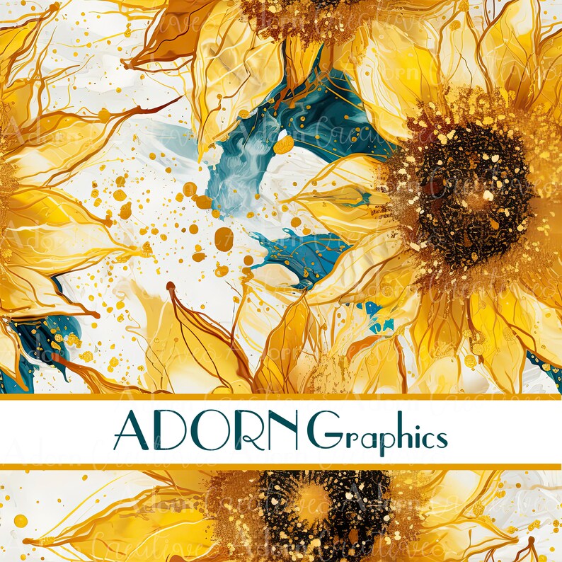 Sunflowers Alcohol Ink Sublimation Design 20 Oz Skinny Tumbler, Flower ...