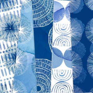 Indigo Blue Watercolor Paper Set - Digital Scrapbook Paper Pack - Tie ...