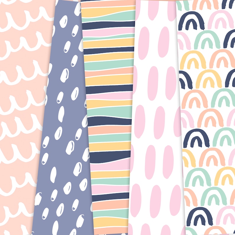 Doodle Digital Paper Set - Scrapbook Paper Pack - Boho Doodles ...