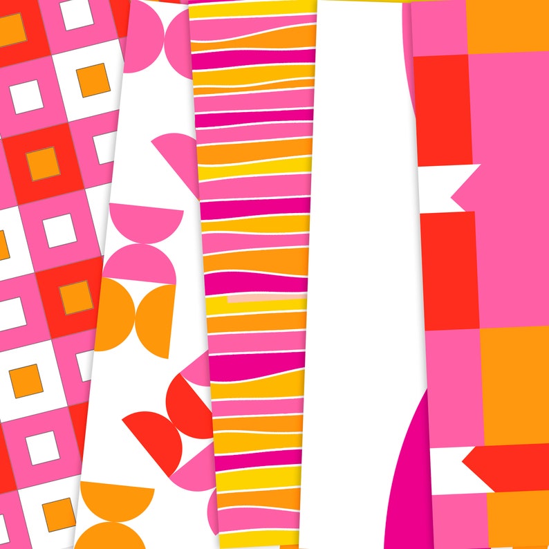 Groovy Digital Paper Retro Printable Scrapbook Paper Vintage Patterns ...