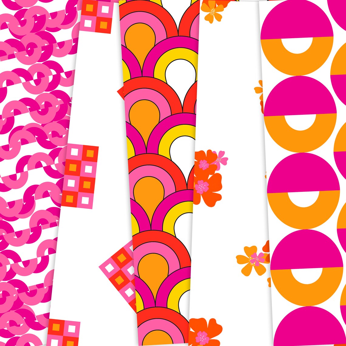 Groovy Digital Paper Retro Printable Scrapbook Paper Vintage Patterns ...