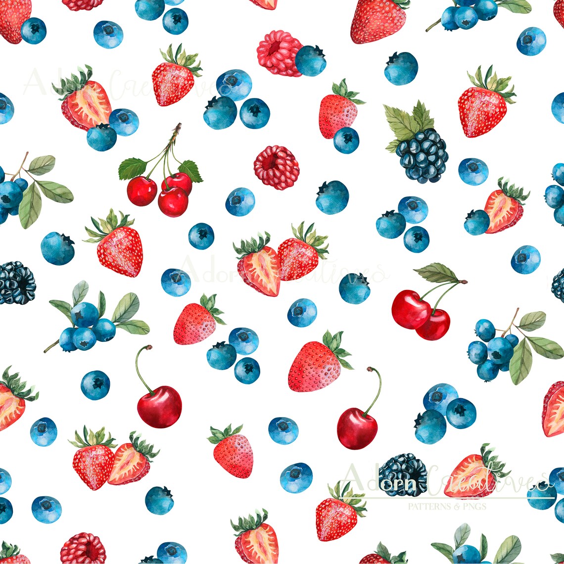 Summer Fruit Seamless Pattern 4th of July Pattern Red White - Etsy
