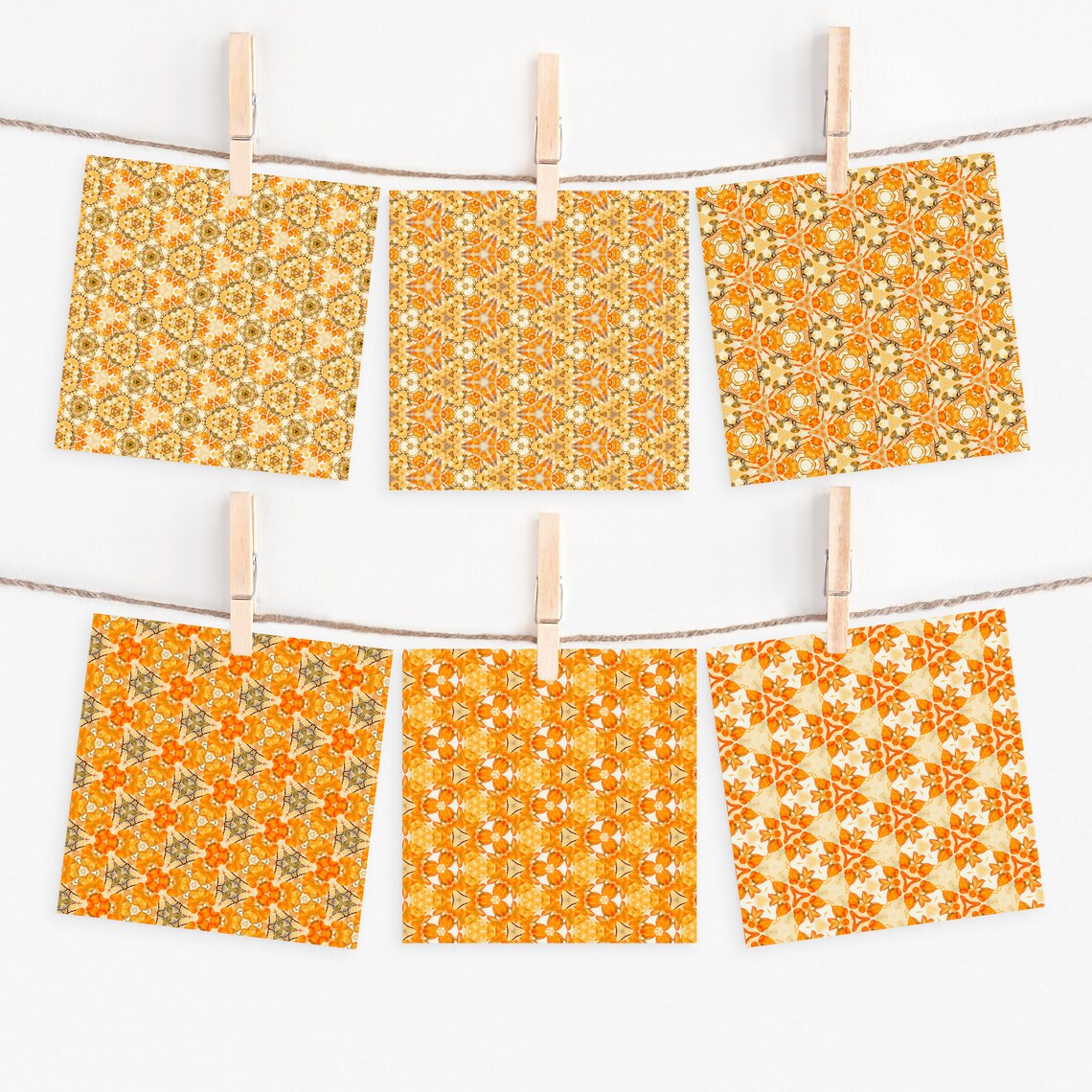 Fall Digital Paper Set Orange Brown Scrapbook Paper Pack Geometric ...