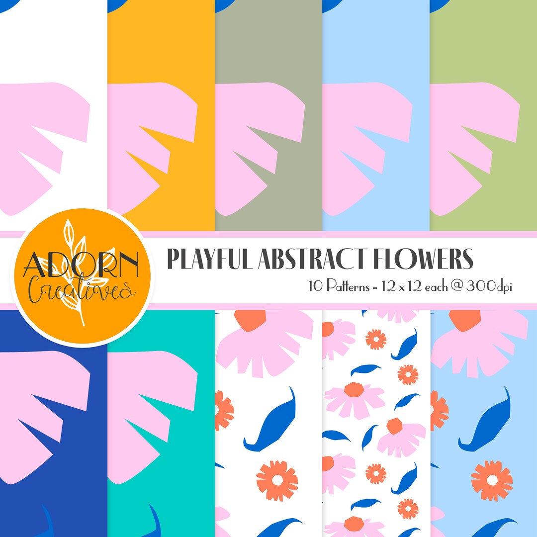 Digital Paper - Bold Flower Printable Scrapbook Paper - Seamless ...