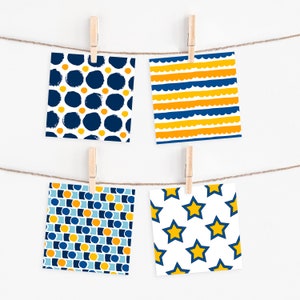 Doodle Digital Paper Set - Scrapbook Paper Pack - Blue and Gold Crafts ...