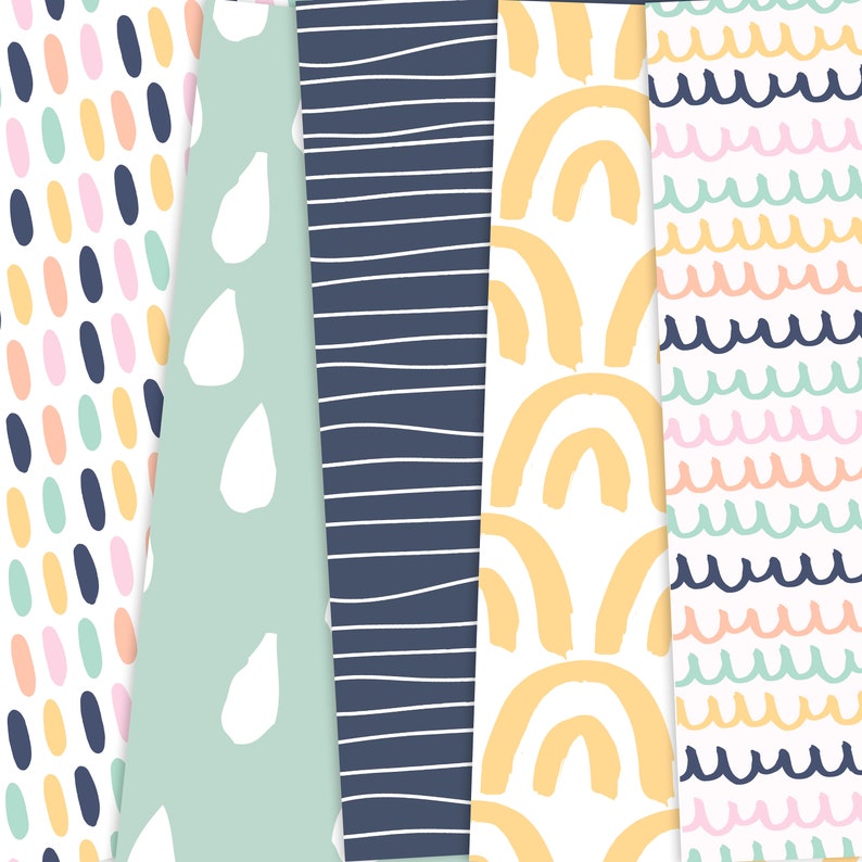 Doodle Digital Paper Set - Scrapbook Paper Pack - Boho Doodles ...