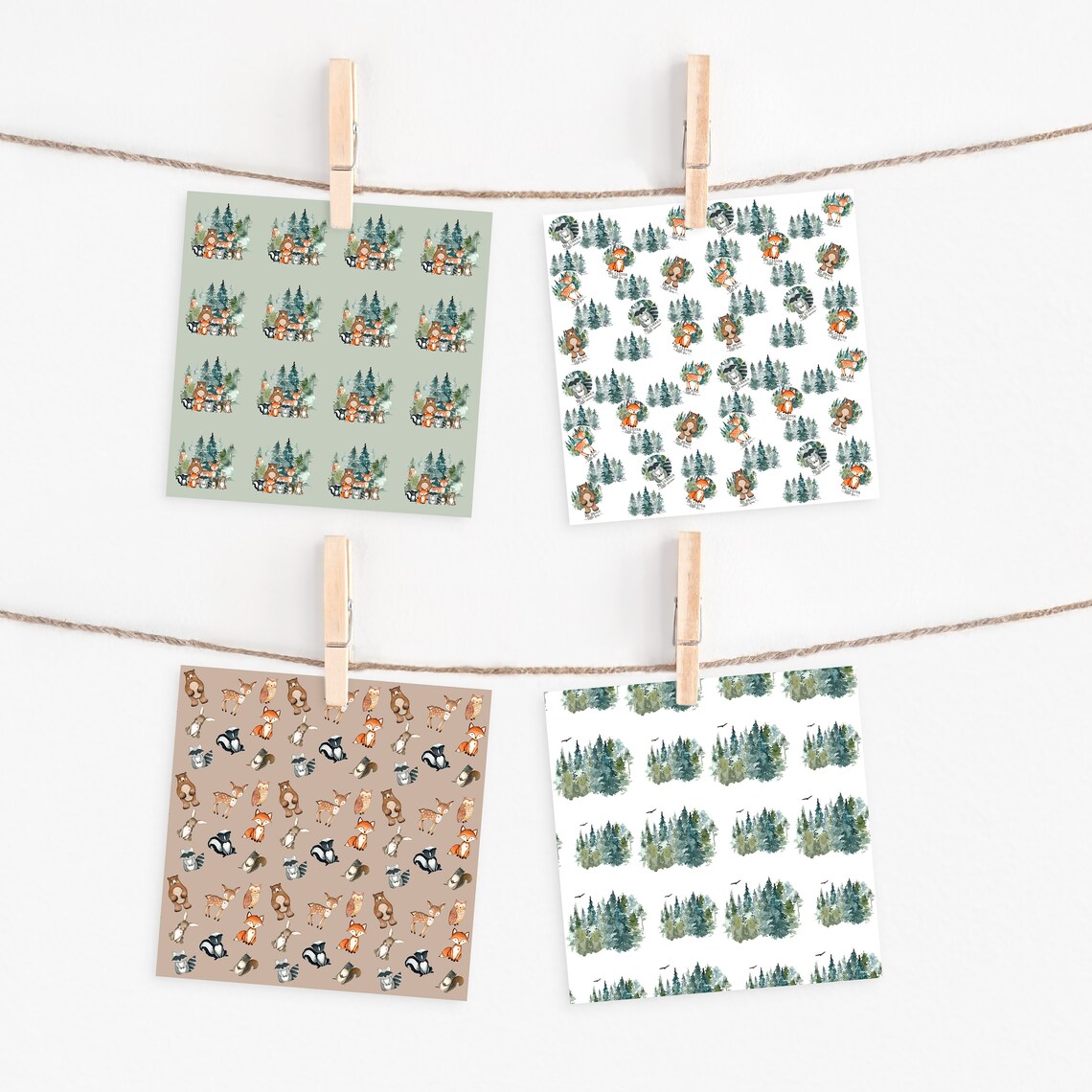 Woodland Animals Digital Paper Set Seamless Scrapbook Paper - Etsy