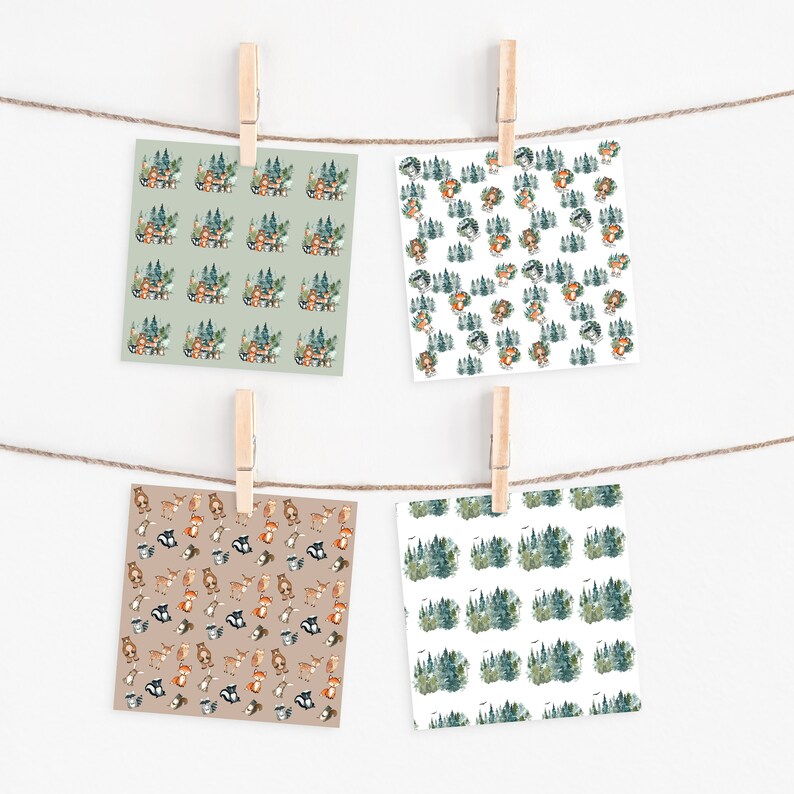 Woodland Animals Digital Paper Set - Seamless Scrapbook Paper Pack ...