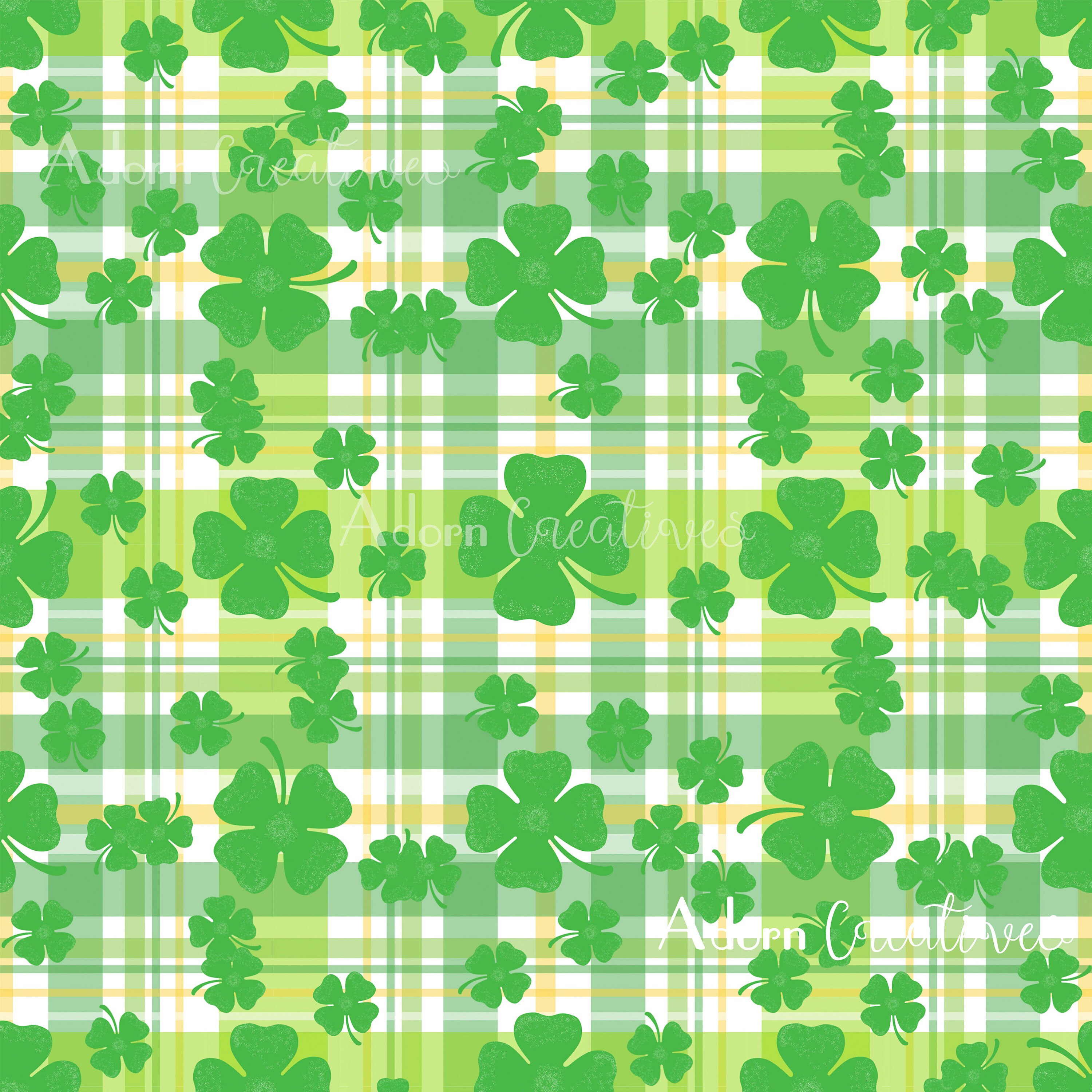 Green Plaid & Shamrock Repeat Pattern - Seamless St Patrick's Day ...