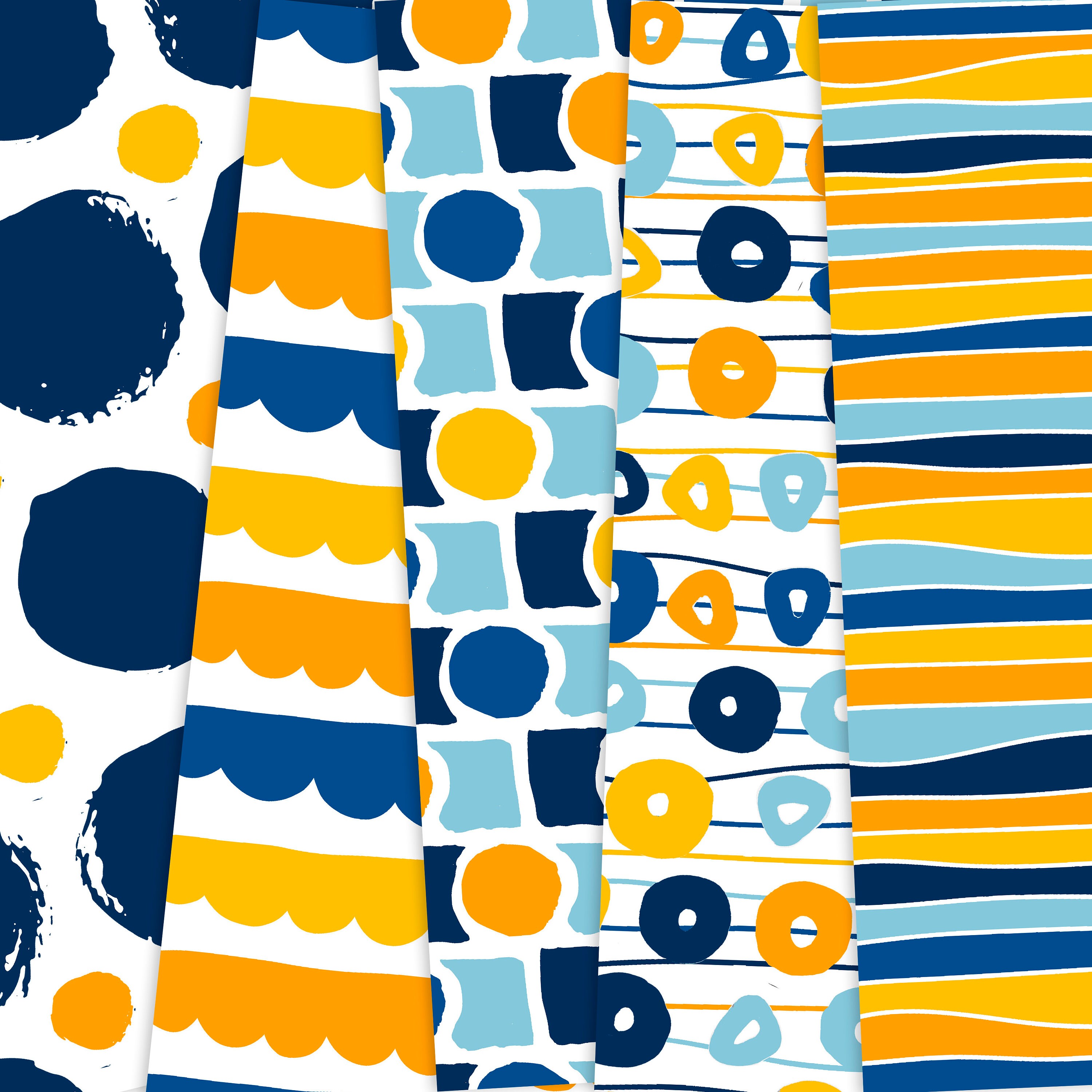 Doodle Digital Paper Set - Scrapbook Paper Pack - Blue and Gold Crafts ...