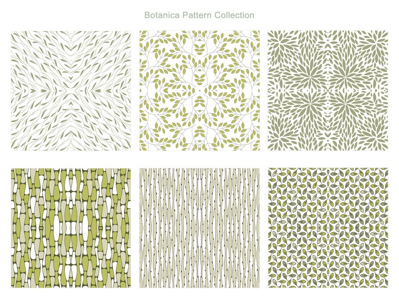 Sage Green Seamless Pattern Pack, Botanical Pattern Bundle, Sage Wall ...
