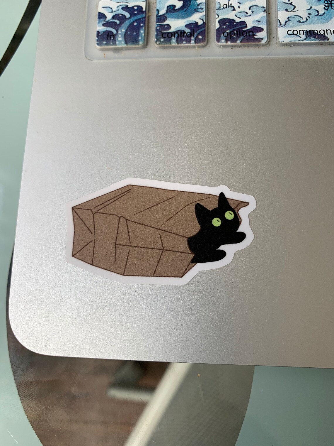 Void Cat Sticker, Cat in Paper Bag, Black Cat Vinyl Decal - Etsy
