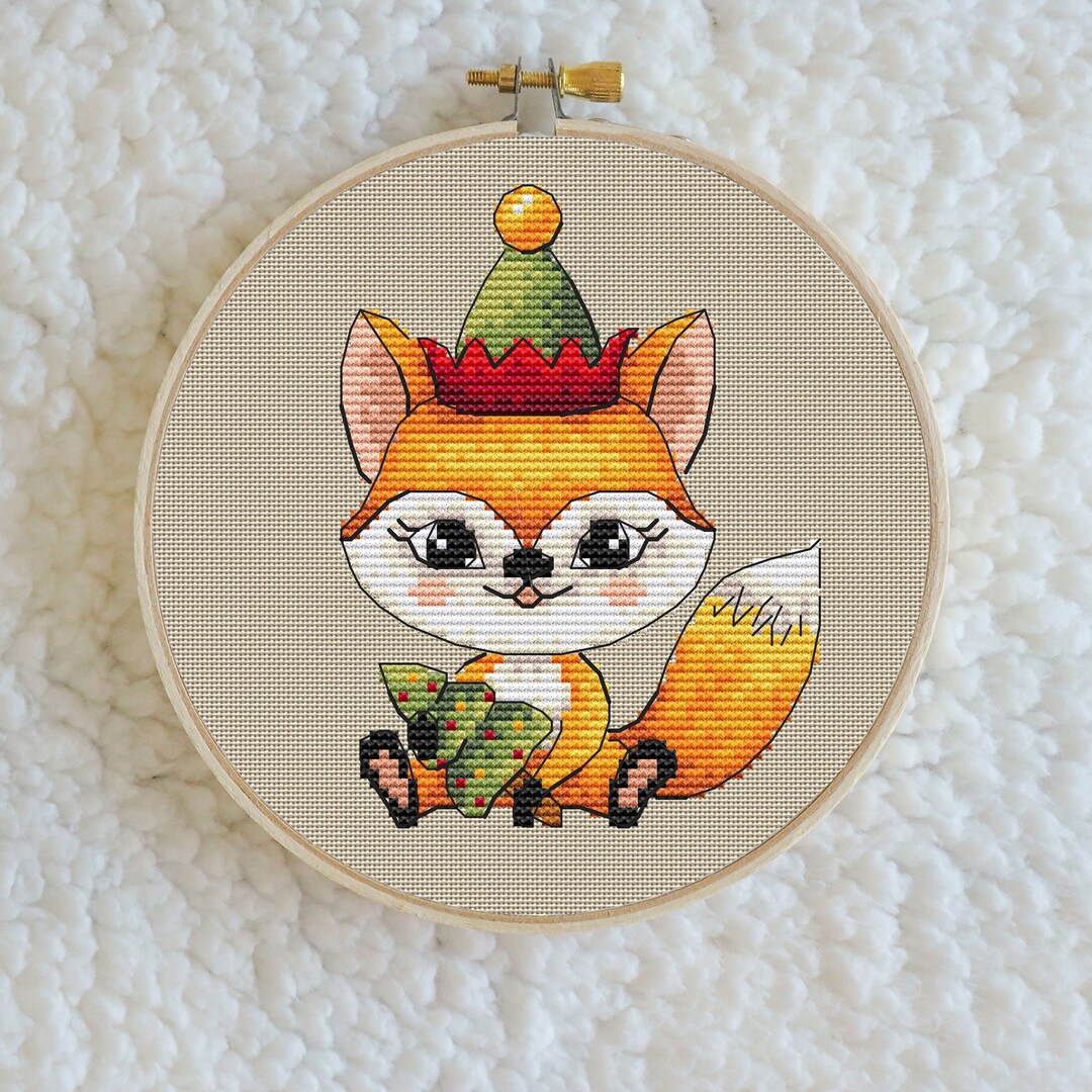 Baby Fox Cross Stitch Pattern Cute Animal Counted Cross Stitch Tutorial Mini Embroidery Design ...